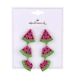 HALLMARK Watermelon Slice Drop Earrings With Glass Stones