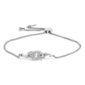 HAUS OF BRILLIANCE Sterling 1/10 Cttw Diamond Keyhole Charm Bolo Bracelet - Silver
