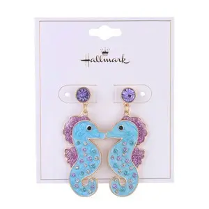 HALLMARK Seahorse Enamel And Crystal Drop Earrings