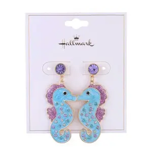 HALLMARK Seahorse Enamel And Crystal Drop Earrings