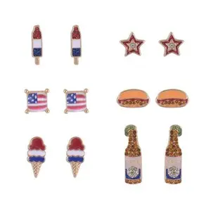 HALLMARK 6-pack Americana Theme Stud Earrings