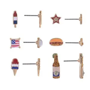 HALLMARK 6-pack Americana Theme Stud Earrings