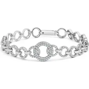 HAUS OF BRILLIANCE 1.00 Cttw Diamond Open Circle Link Bracelet In Sterling - Silver