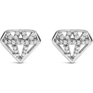 HAUS OF BRILLIANCE Sterling 1/6 Cttw Diamond Motif Stud Earrings - Silver