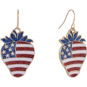 HALLMARK American Flag Strawberry Earrings - Red
