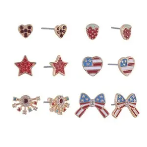 HALLMARK Americana Theme Stud Earring Set - Red