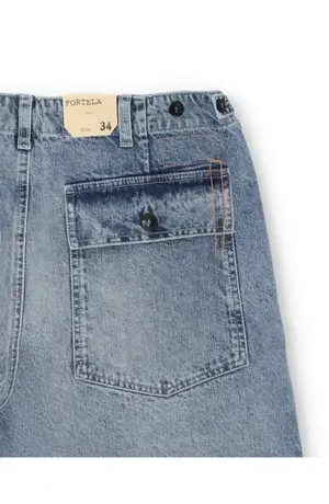 FORTELA Vietnam Inspired Bleach Wash Denim Pants - Blue