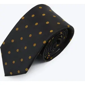 KNOTTERY & CO Polka Dot Silk Jacquard Neck Tie - Black & Gold