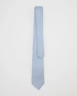 KNOTTERY & CO Metallic Boucle Silk Jacquard Tie - Blue