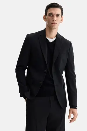 H&m Regular-fit Single-breasted Jacket With Notched Lapels - Black