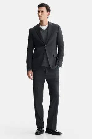 H&m Regular-fit Single-breasted Jacket With Notched Lapels - Dark Gray