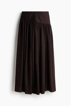 H&m Maxi Skirt In Crêpe Chiffon With Gathered Detail