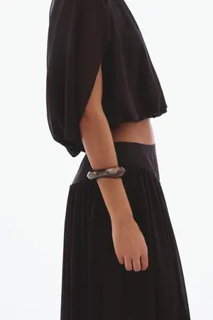 H&m Maxi Skirt In Crêpe Chiffon With Gathered Detail