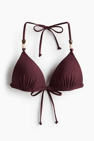 H&m Padded Triangle Bikini Top With Ruched Detail