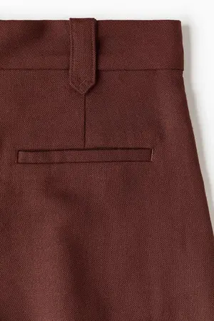 H&m Pleated Textured Weave Shorts - Rust Brown