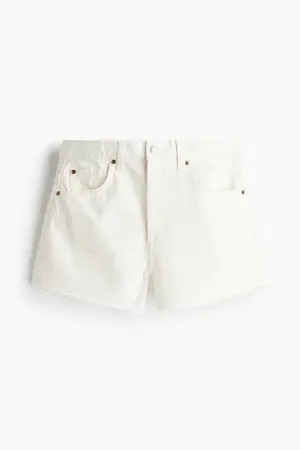 H&m H&M High Waisted Raw Edge Denim Shorts Ivory