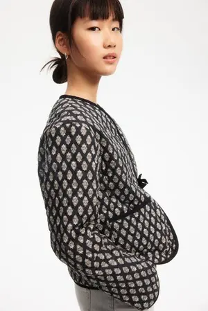 H&m Quilted Cotton Jacket With Tie Detail