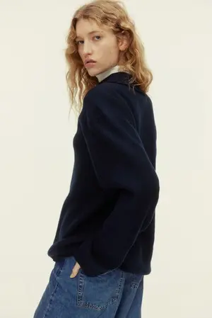 H&m Wool Polo Sweater With Ribbed Details