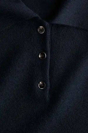 H&m Wool Polo Sweater With Ribbed Details