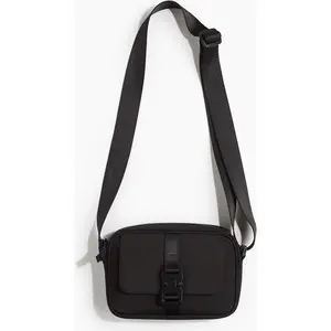 H&m Woven Crossbody Bag With Buckle Detail - Black