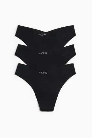 H&m 3-pack Sports Thong Briefs With Drymove - Black