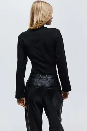 H&m Long-sleeve Cotton Jersey Bodysuit With Nipped-in Waist