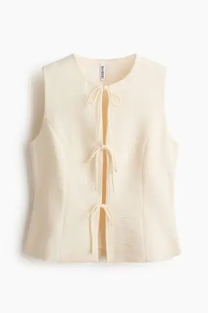 H&M Tie-detail Waistcoat - Cream