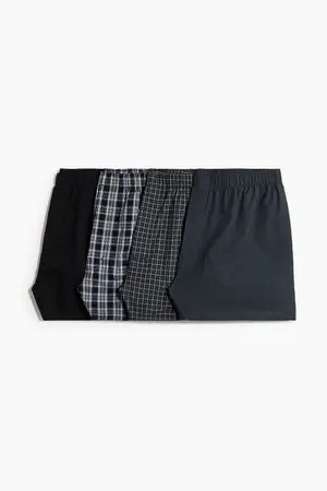 H&m 4-pack Woven Boxer Shorts - Black/checked