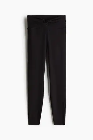 H&m Softmove™ Sports Leggings With High Waist And Twisted Detail - Black