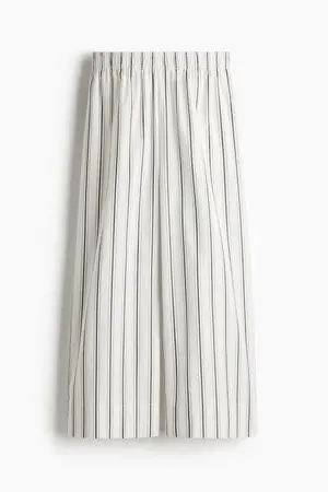 H&m Ankle-length Cotton Trousers With Elasticated Waist