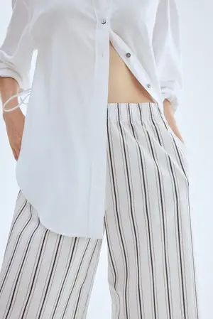 H&m Ankle-length Cotton Trousers With Elasticated Waist