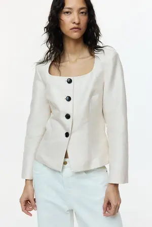H&M Square-neck Blazer With Button Detail