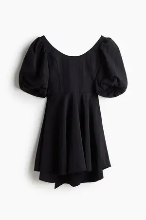 H&m Balloon-sleeved Dress With Bow Detail