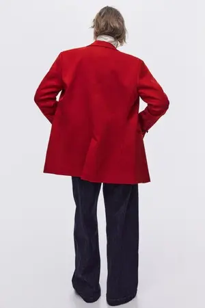 H&m Single-breasted Blazer With Motif-detail Buttons - Red