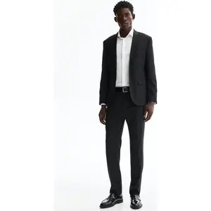 H&M Slim Fit Suit Trousers With Creased Legs - Black