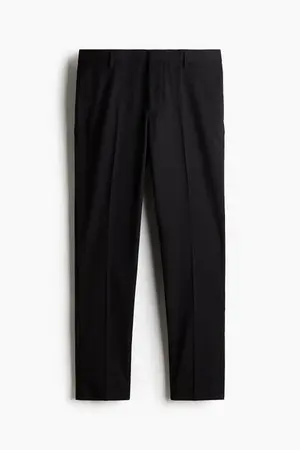 H&M Slim Fit Suit Trousers With Creased Legs - Black