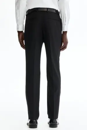 H&M Slim Fit Suit Trousers With Creased Legs - Black