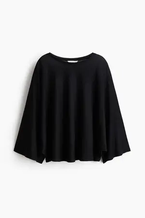 H&m Batwing-sleeved Sheer Jersey Top