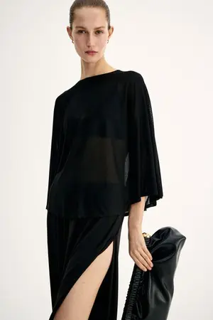 H&m Batwing-sleeved Sheer Jersey Top
