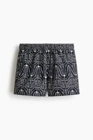 H&m Printed Swim Shorts - Navy Blue/patterned
