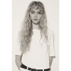 H&m Rib-knit T-shirt With Pointelle Details