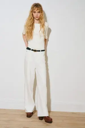 H&m Rib-knit T-shirt With Pointelle Details