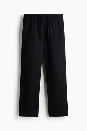 H&m Relaxed Fit Linen-blend Trousers - Black