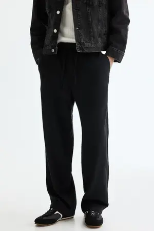 H&m Relaxed Fit Linen-blend Trousers - Black