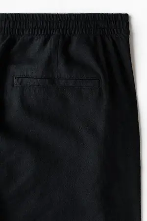 H&m Relaxed Fit Linen-blend Trousers - Black
