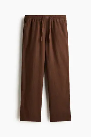 H&m Relaxed Fit Linen-Blend Trousers Light Brown