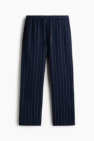 H&m Relaxed Fit Linen-blend Trousers - Navy Blue/striped