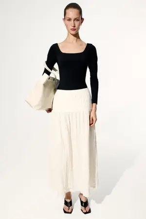 H&m Textured Jersey A-line Midi Skirt