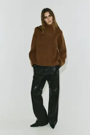 H&m Rib-knit Mock Neck Oversized Sweater