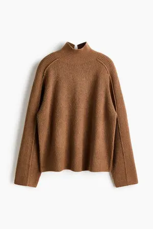 H&m Rib-knit Mock Neck Oversized Sweater